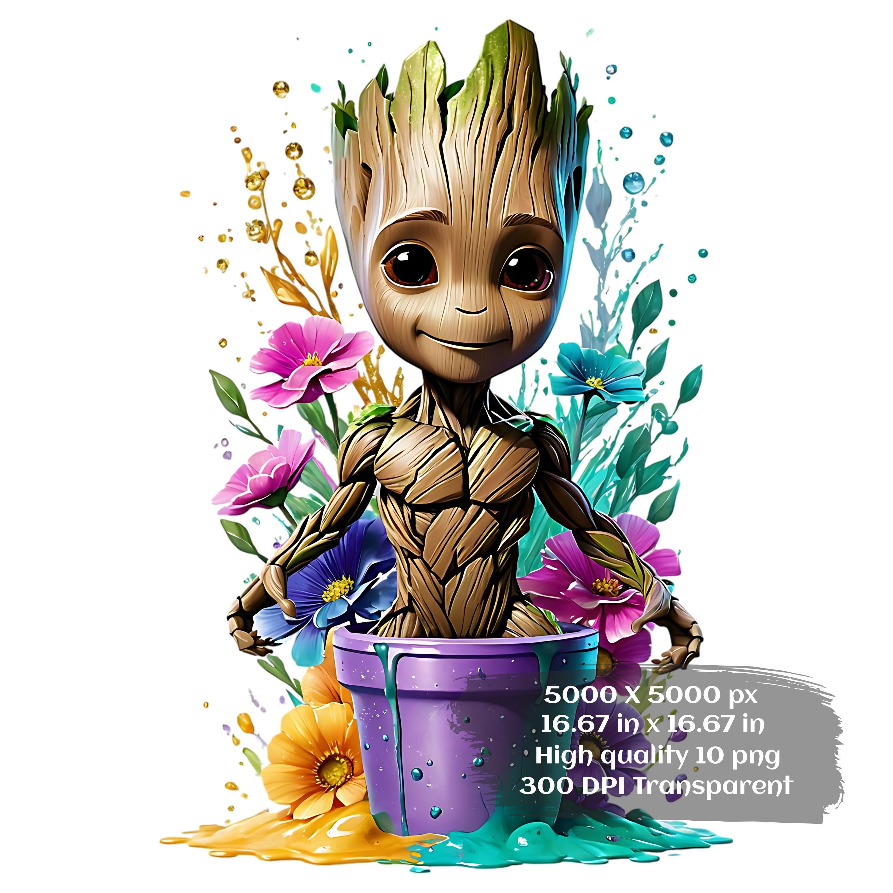Baby Groot Splash and Watercolor PNG Bundle -10 Designs for Sublimation ...