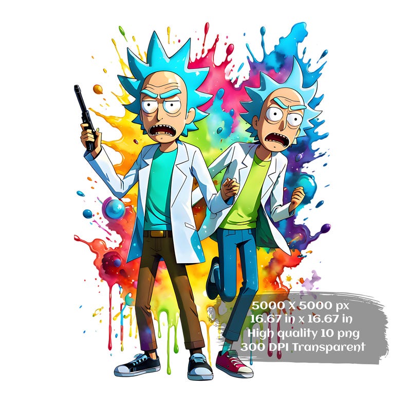 10 PNG Rick and Morty, Splash and Watercolor, Designs for Sublimation ...