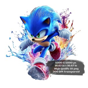 Sonic the Hedgehog Splash and Watercolor PNG Bundle -10 Designs for ...