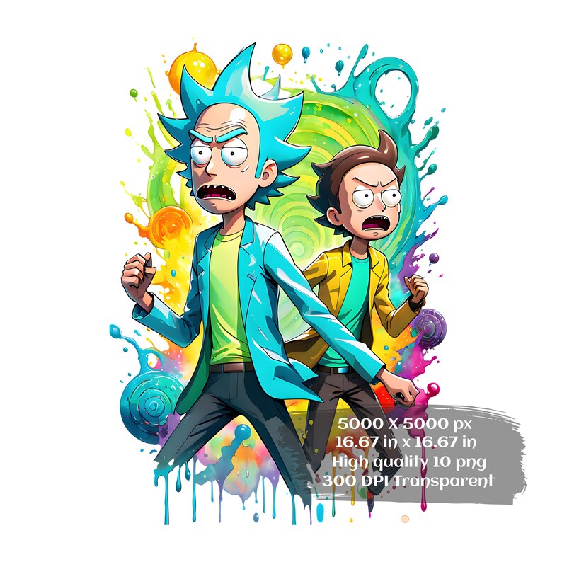 10 PNG Rick and Morty, Splash and Watercolor, Designs for Sublimation ...