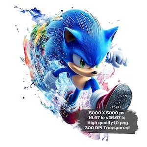 Sonic the Hedgehog Splash and Watercolor PNG Bundle -10 Designs for ...