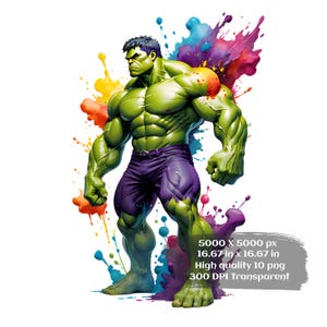 10 PNG HULK, Splash and Watercolor, Designs for Sublimation Printing ...