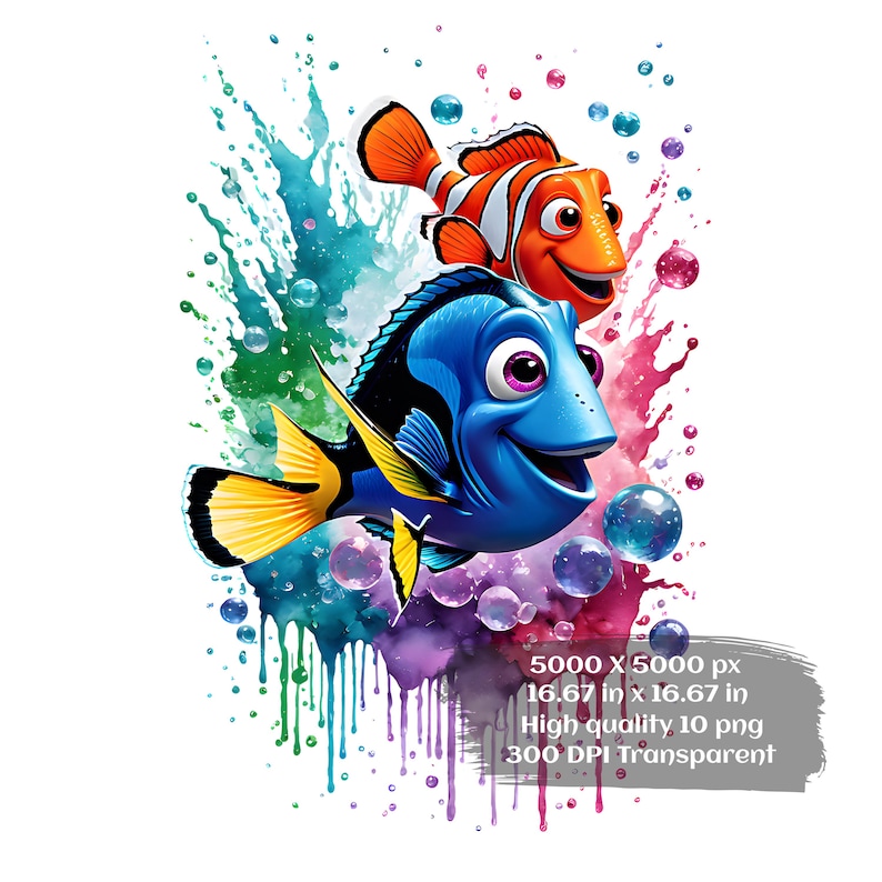 10 PNG Finding Nemo, Finding Dory, Splash and Watercolor, Designs for ...