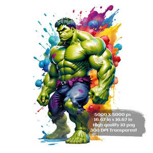 10 PNG HULK, Splash and Watercolor, Designs for Sublimation Printing ...