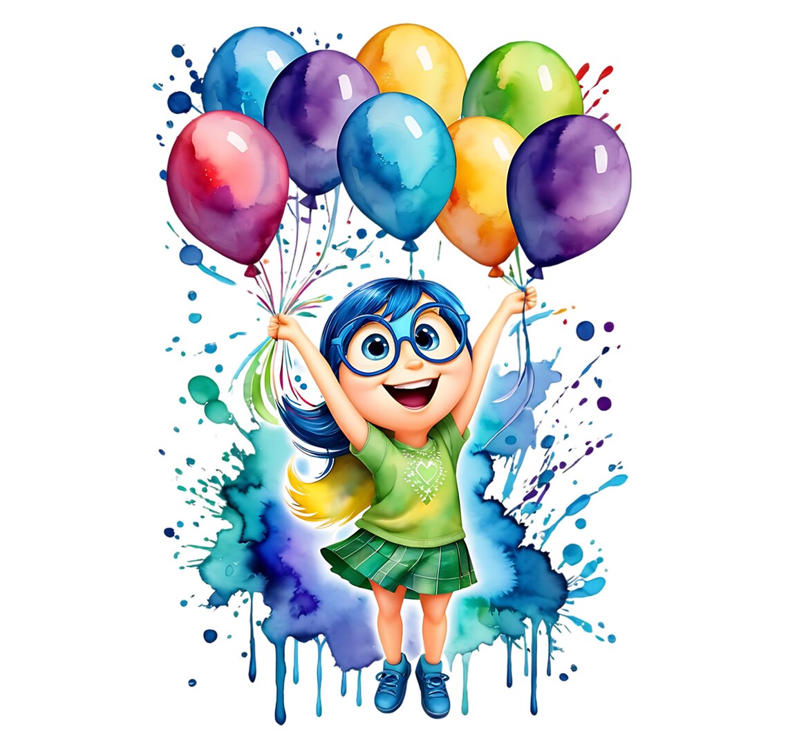 20 PNG Inside Out 2, Watercolor Digital Design PNG File for Sublimation ...