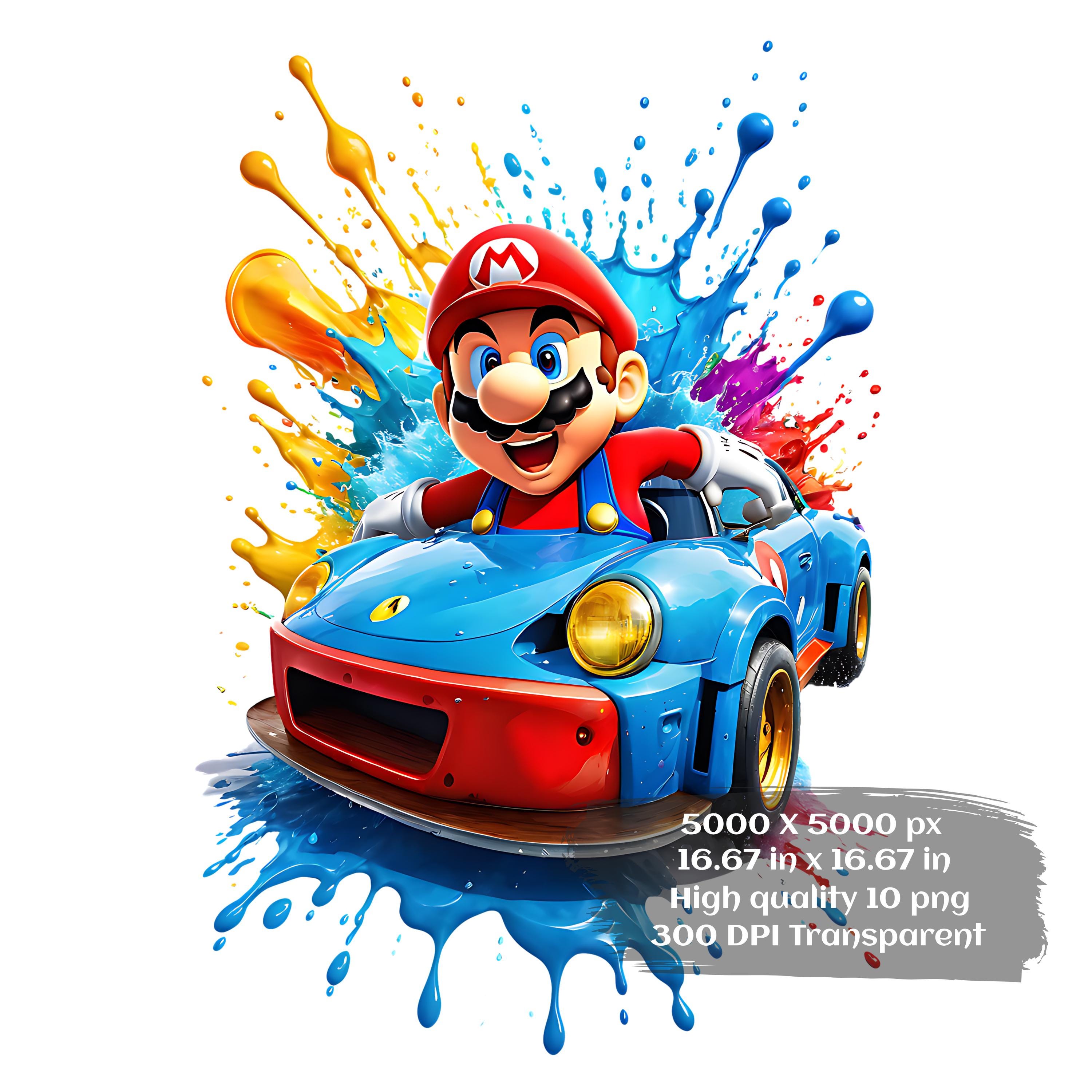 Super Mario Splash and Watercolor PNG Bundle 10 Designs for Sublimation ...