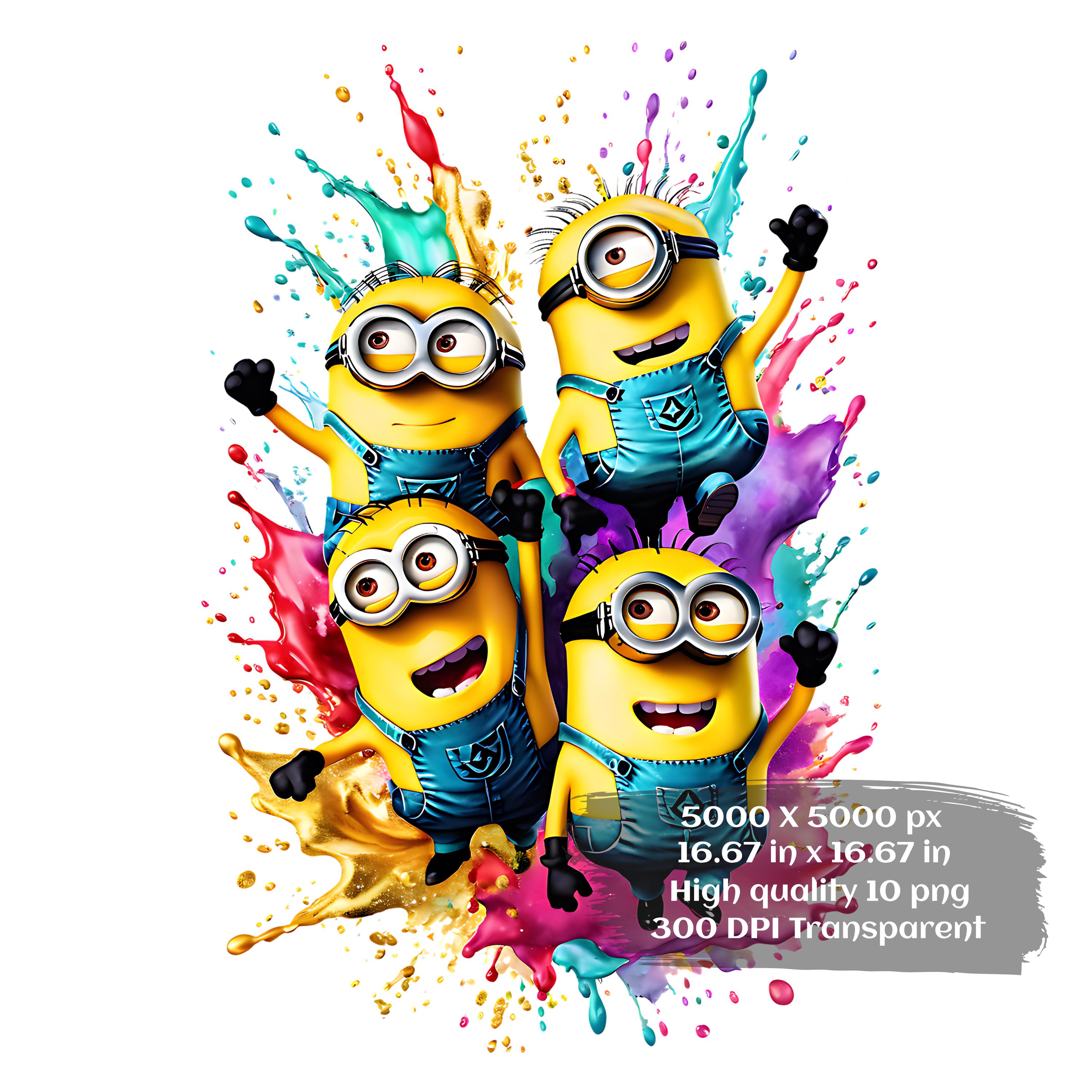 10 PNG Minions, Splash and Watercolor, Designs for Sublimation Printing ...