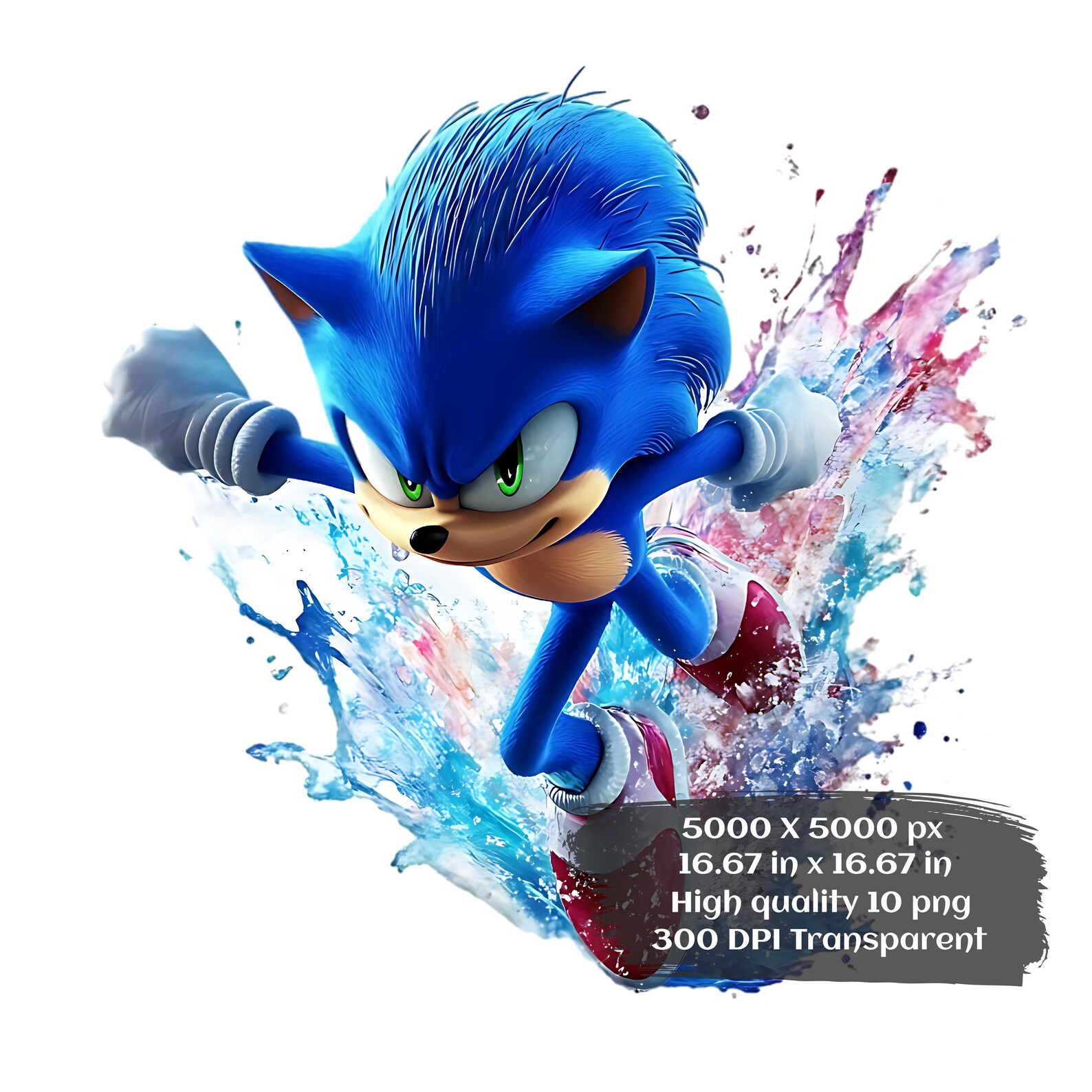 Sonic the Hedgehog Splash and Watercolor PNG Bundle 10 Designs for ...