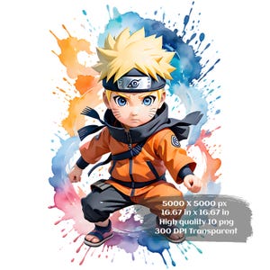 10 PNG Baby Naruto, Splash and Watercolor, Designs for Sublimation ...
