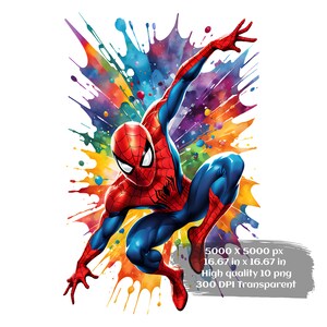 10 PNG Spiderman, Splash and Watercolor, Designs for Sublimation ...
