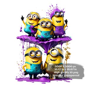 MINIONS Splash and Watercolor PNG Bundle -10 Designs for Sublimation ...