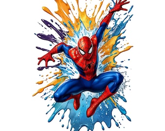 Bundle 4 Spiderman Splash and Watercolor Digital Design PNG File for ...