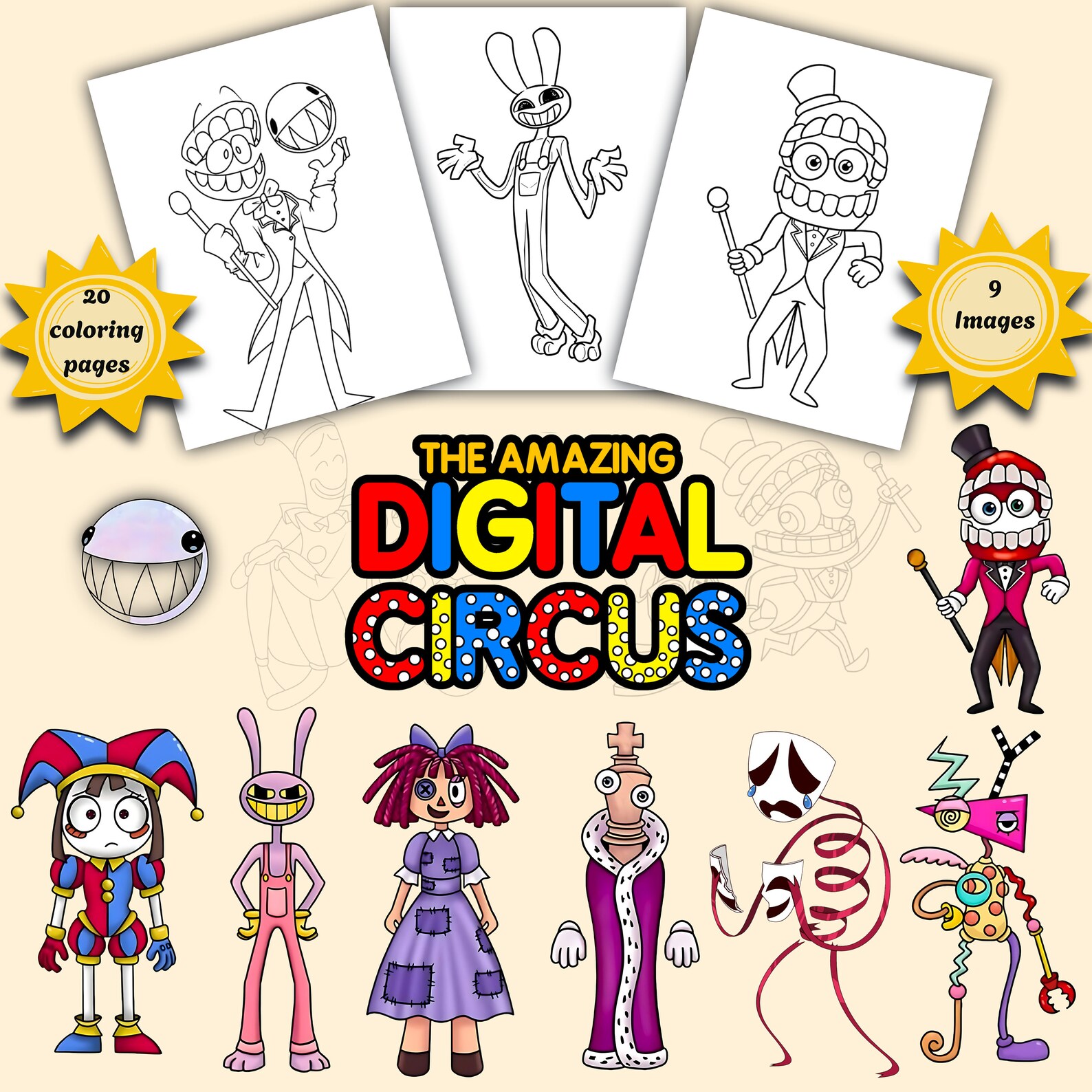 The Amazing Digital Circus - 20 Coloring Pages Set and 9 High-quality ...