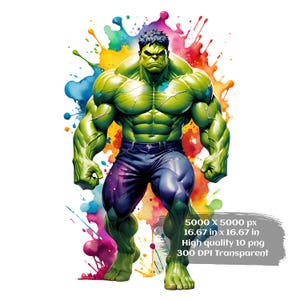 10 PNG HULK, Splash and Watercolor, Designs for Sublimation Printing ...