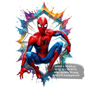 10 PNG Spiderman, Splash and Watercolor, Designs for Sublimation ...