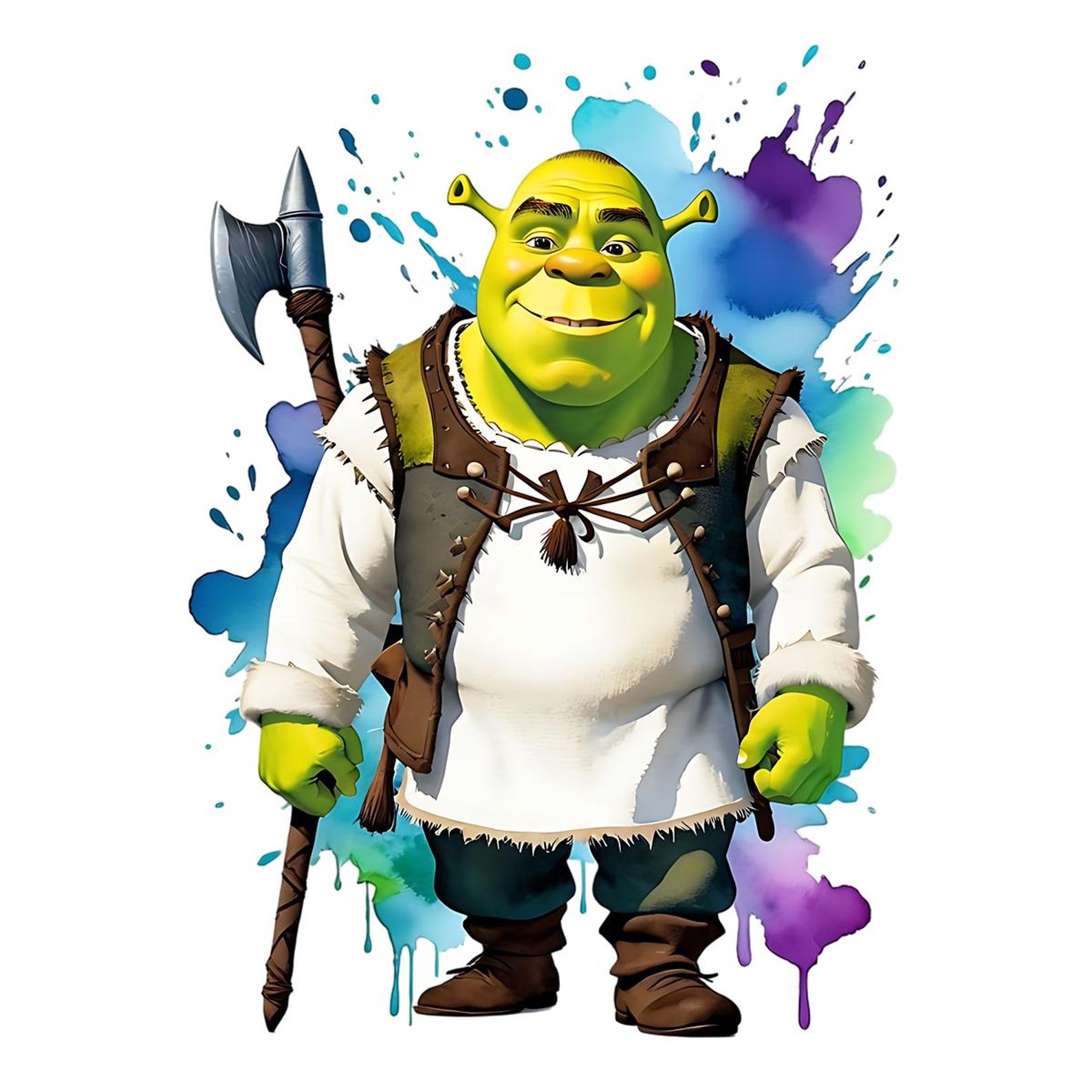 Shrek and Fiona, Watercolor PNG Bundle 20 Designs for Sublimation ...