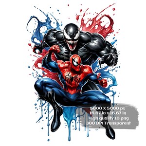 Spiderman& Venom Splash and Watercolor PNG Bundle -10 Designs for ...
