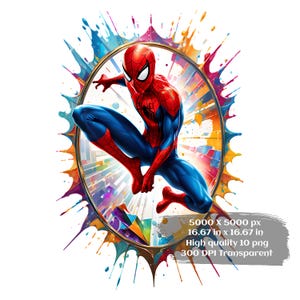 10 PNG Spiderman, Splash and Watercolor, Designs for Sublimation ...