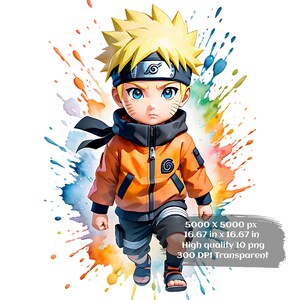 10 PNG Baby Naruto, Splash and Watercolor, Designs for Sublimation ...