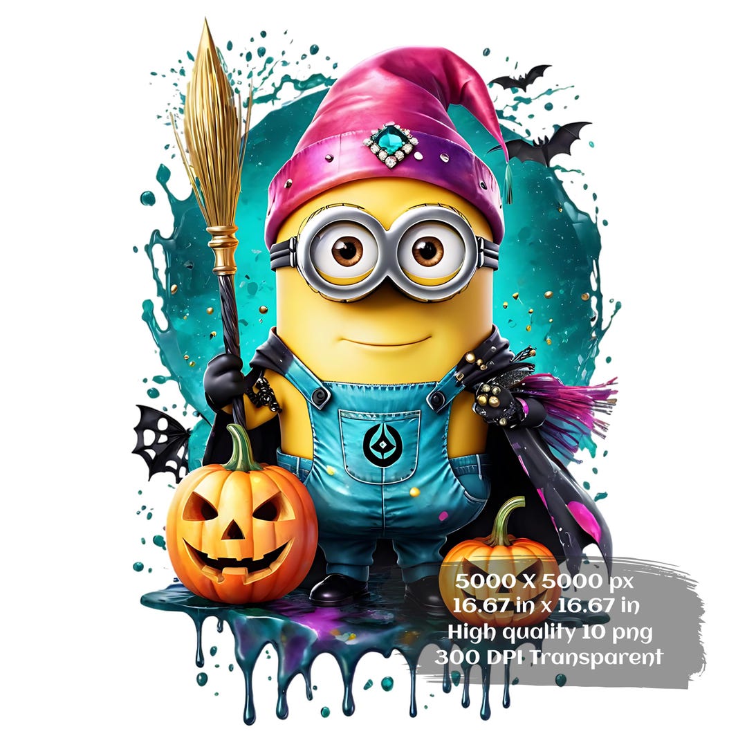 Minions Halloween Splash and Watercolor PNG Bundle 10 Designs for ...