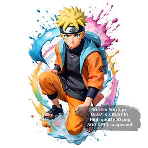 10 PNG Naruto, Splash and Watercolor, Designs for Sublimation Printing ...
