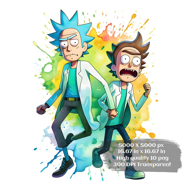 10 PNG Rick and Morty, Splash and Watercolor, Designs for Sublimation ...