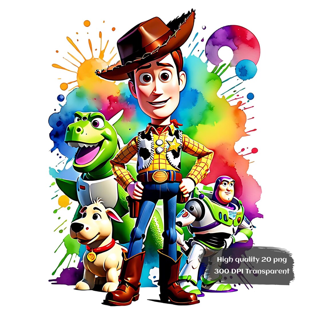 Toy Story, Watercolor PNG Bundle 20 Designs for Sublimation Printing ...