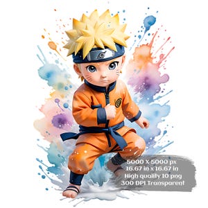 10 PNG Baby Naruto, Splash and Watercolor, Designs for Sublimation ...