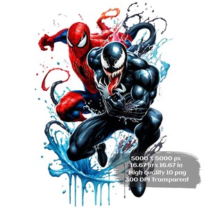 Spiderman& Venom Splash and Watercolor PNG Bundle -10 Designs for ...