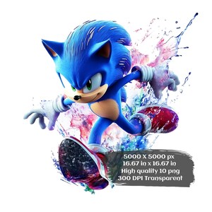 Sonic the Hedgehog Splash and Watercolor PNG Bundle -10 Designs for ...