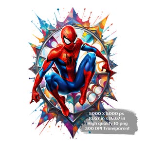 10 PNG Spiderman, Splash and Watercolor, Designs for Sublimation ...