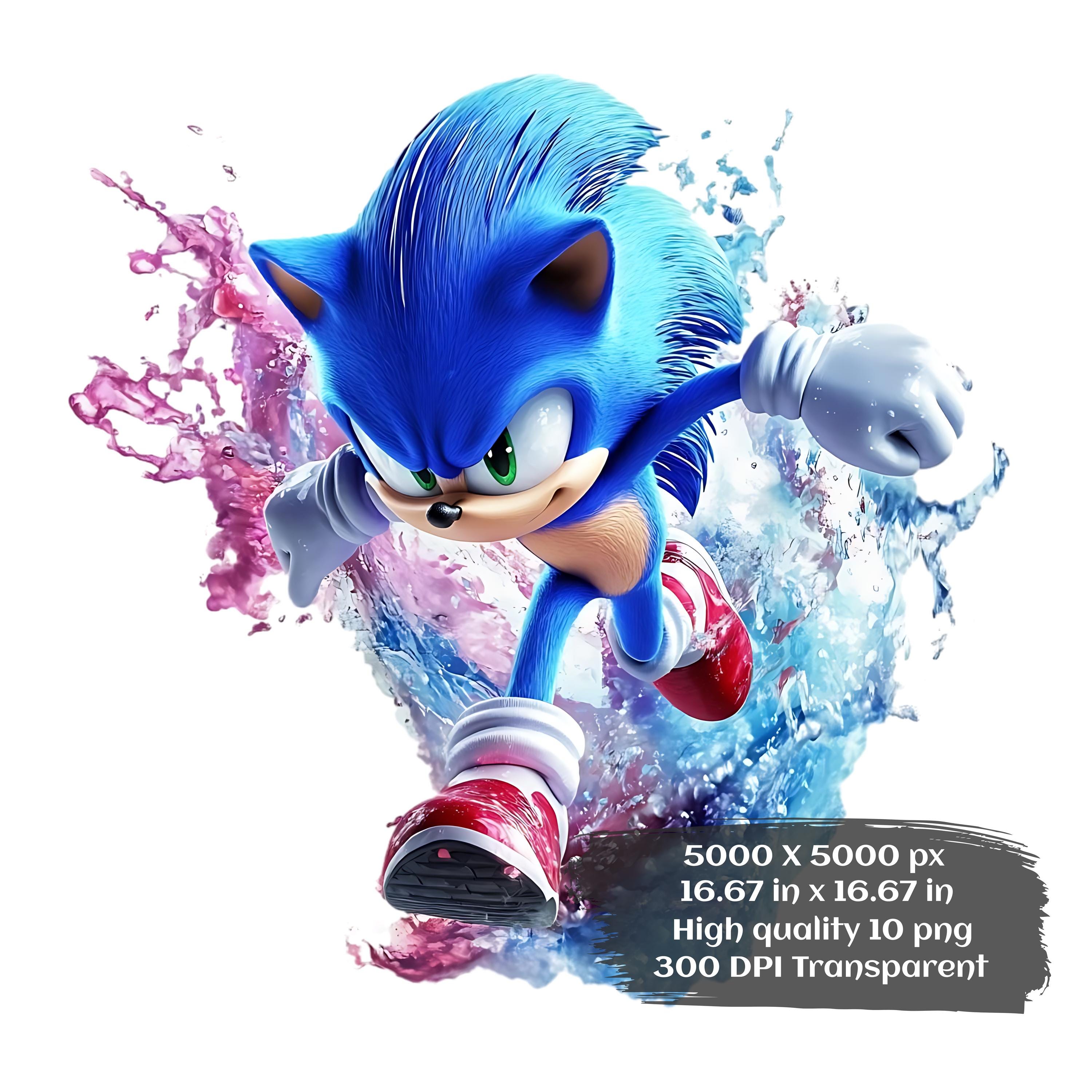 Sonic the Hedgehog Splash and Watercolor PNG Bundle 10 Designs for ...