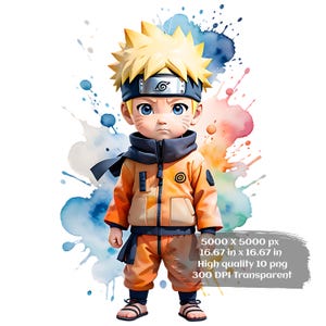10 PNG Baby Naruto, Splash and Watercolor, Designs for Sublimation ...
