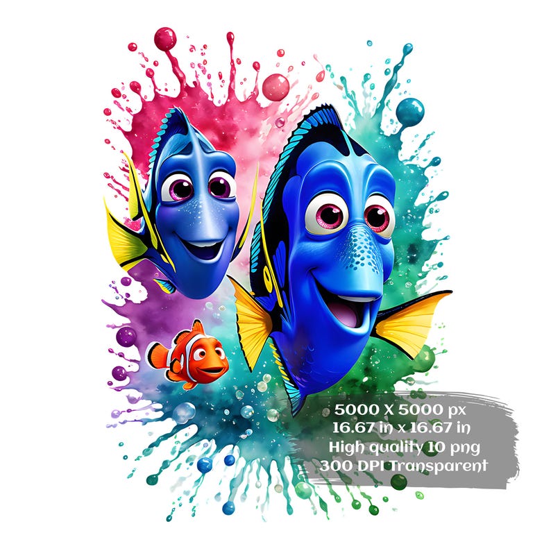 10 PNG Finding Nemo, Finding Dory, Splash and Watercolor, Designs for ...