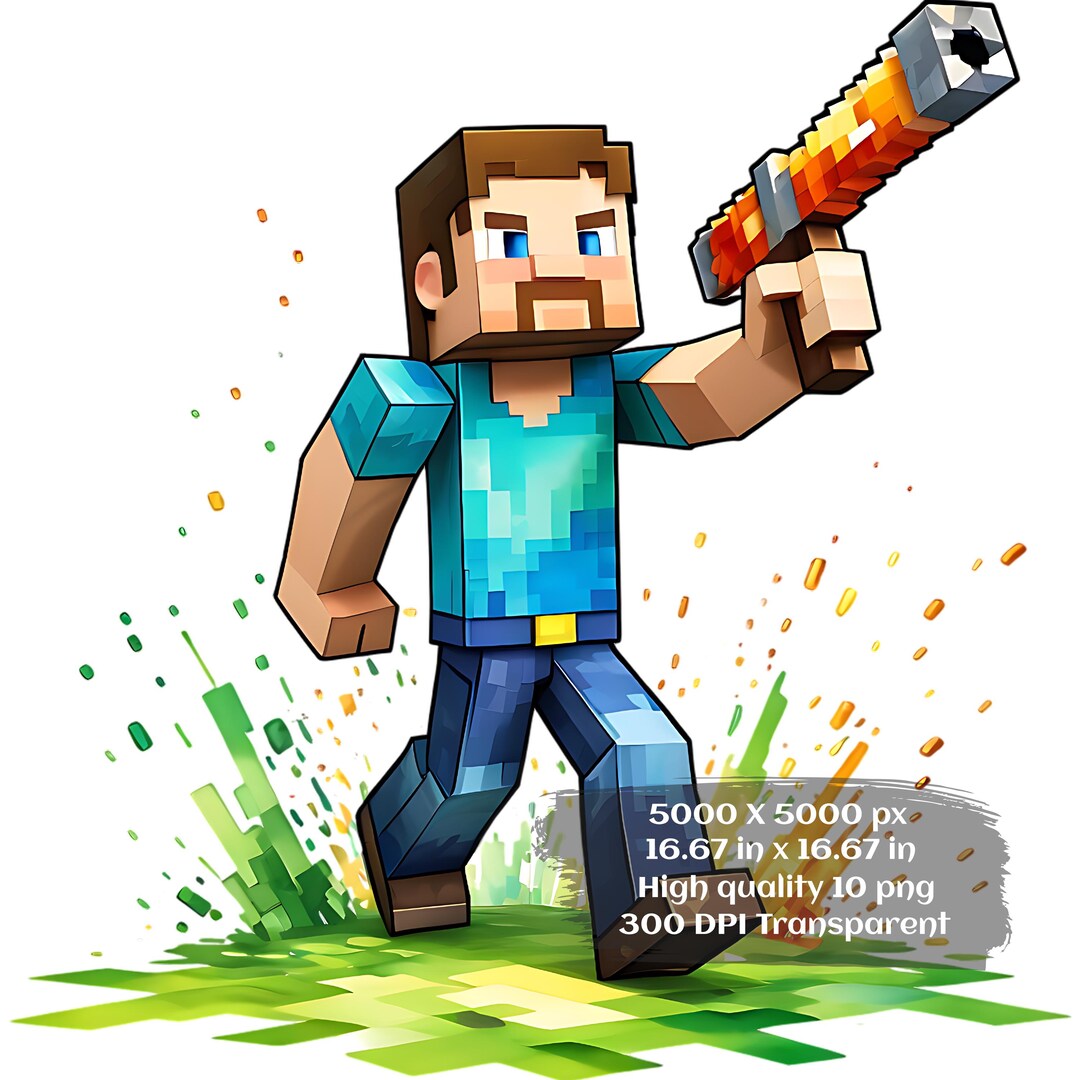 10 PNG Minecraft, Steve, Splash and Watercolor, Designs for Sublimation ...