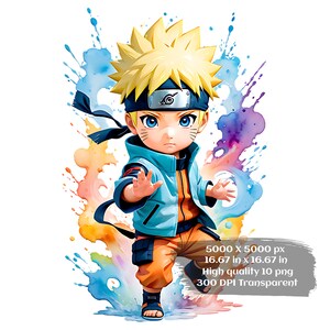 10 PNG Baby Naruto, Splash and Watercolor, Designs for Sublimation ...