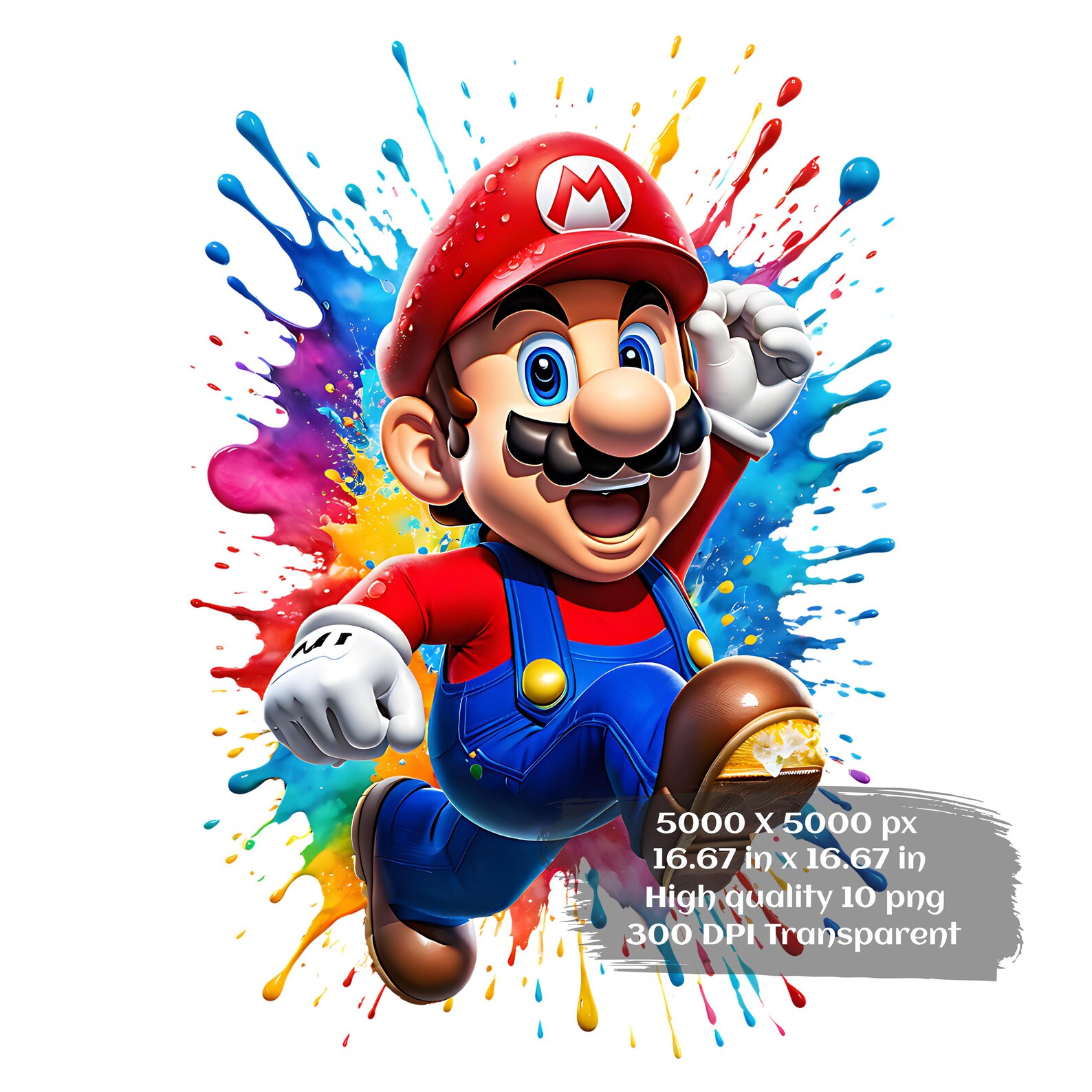 Super Mario Splash and Watercolor PNG Bundle 10 Designs for Sublimation ...