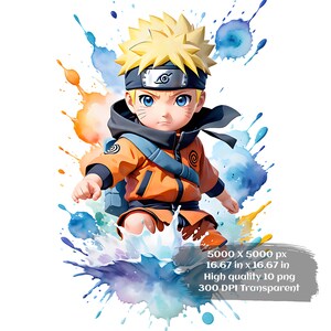 10 PNG Baby Naruto, Splash and Watercolor, Designs for Sublimation ...