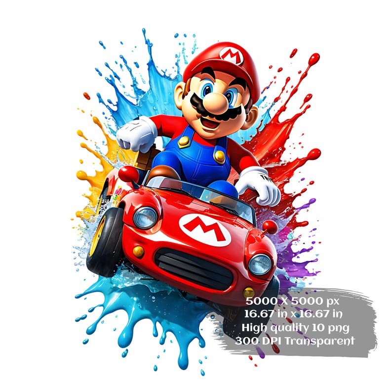 Super Mario Splash and Watercolor PNG Bundle 10 Designs for Sublimation ...