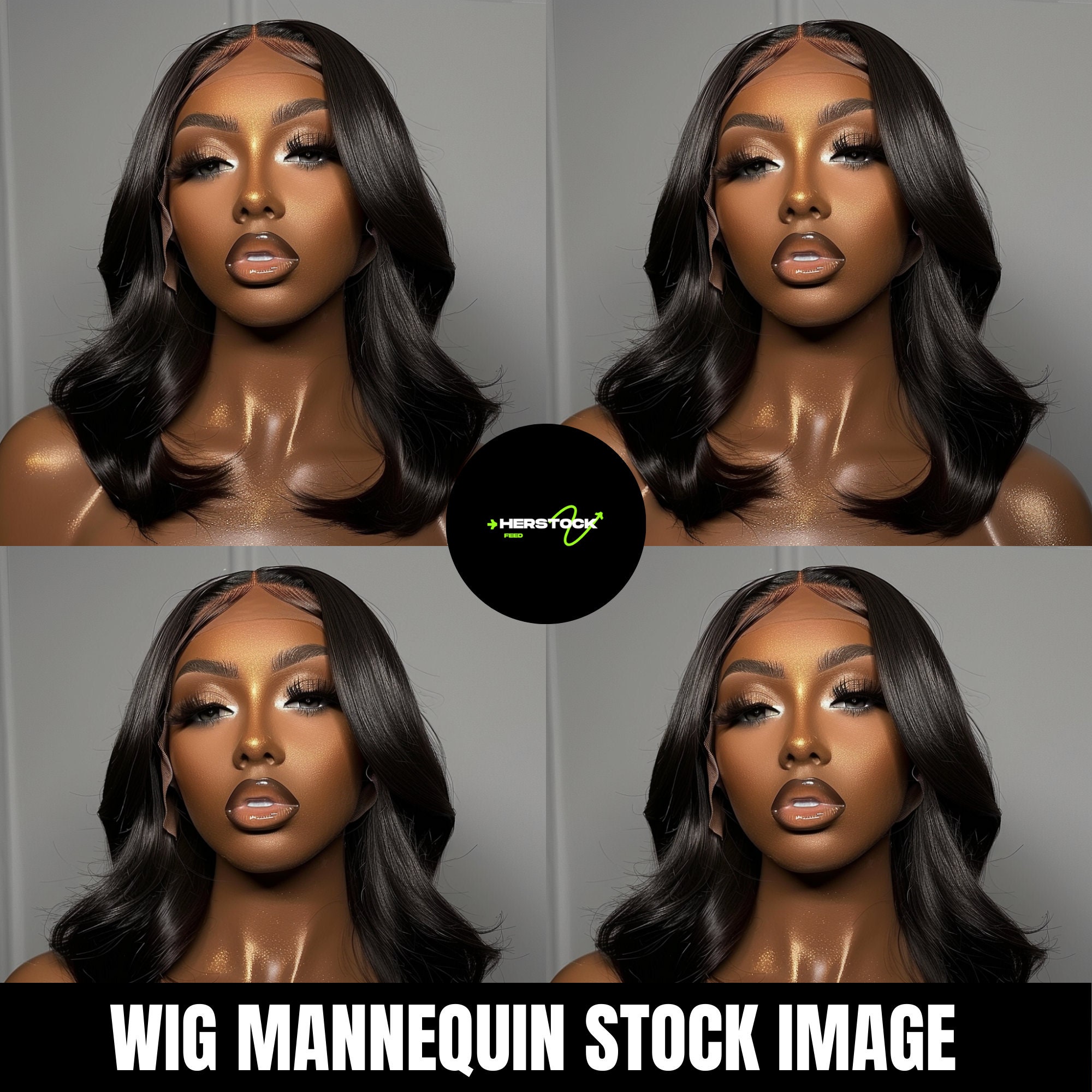 AI Wig Mannequin Stock Image, Lace Frontal Brownskin Wig Mannequin ...