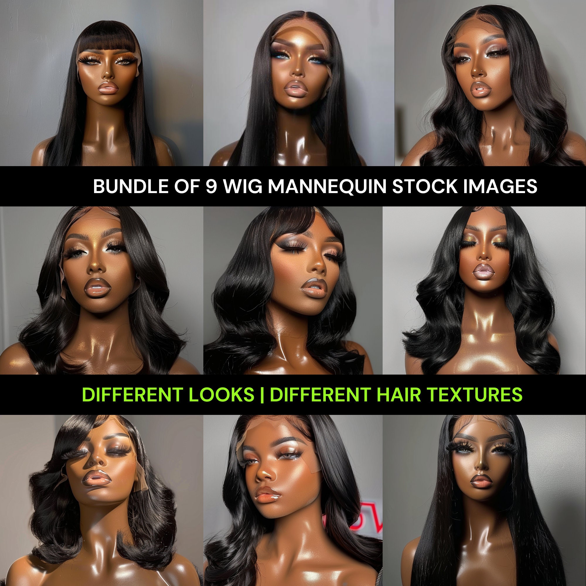 9 AI Wig Mannequin Stock Images, Lace Frontal Brownskin Wig Mannequin ...