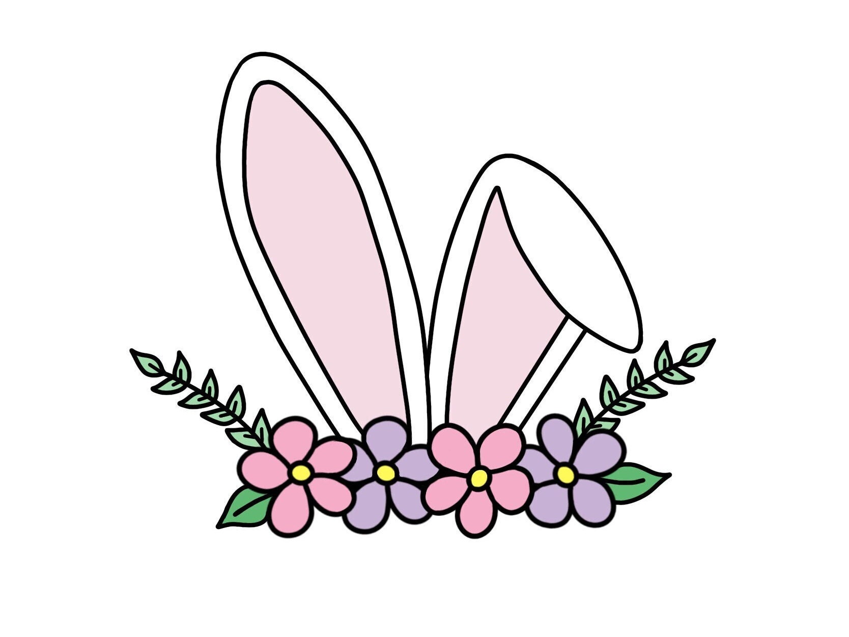 Flower Easter Bunny Ears SVG and PNG Design - Etsy