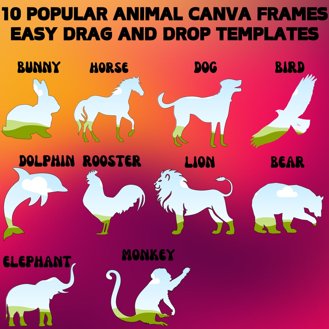 Canva Frames Bundle. Animal Canva Frames. Editable Drag and Drop Frames ...