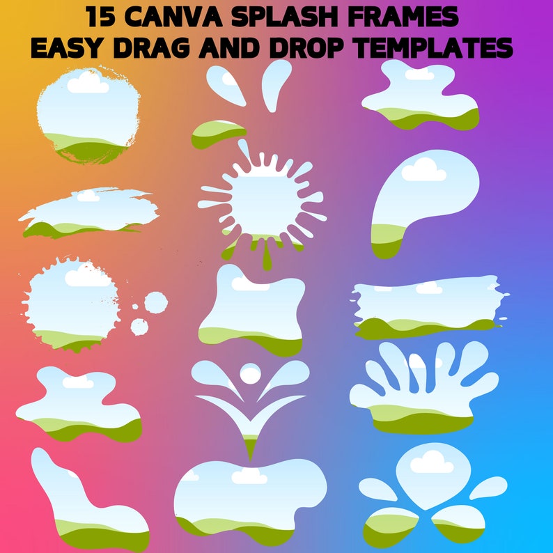 Canva Frames Bundle. Canva Splash Frames. Editable Drag and Drop Frames ...