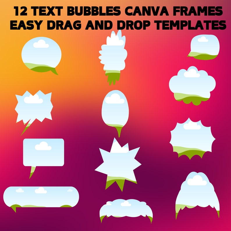 Canva Frames Bundle. Canva Text Bubble Frames. Editable Drag and Drop ...