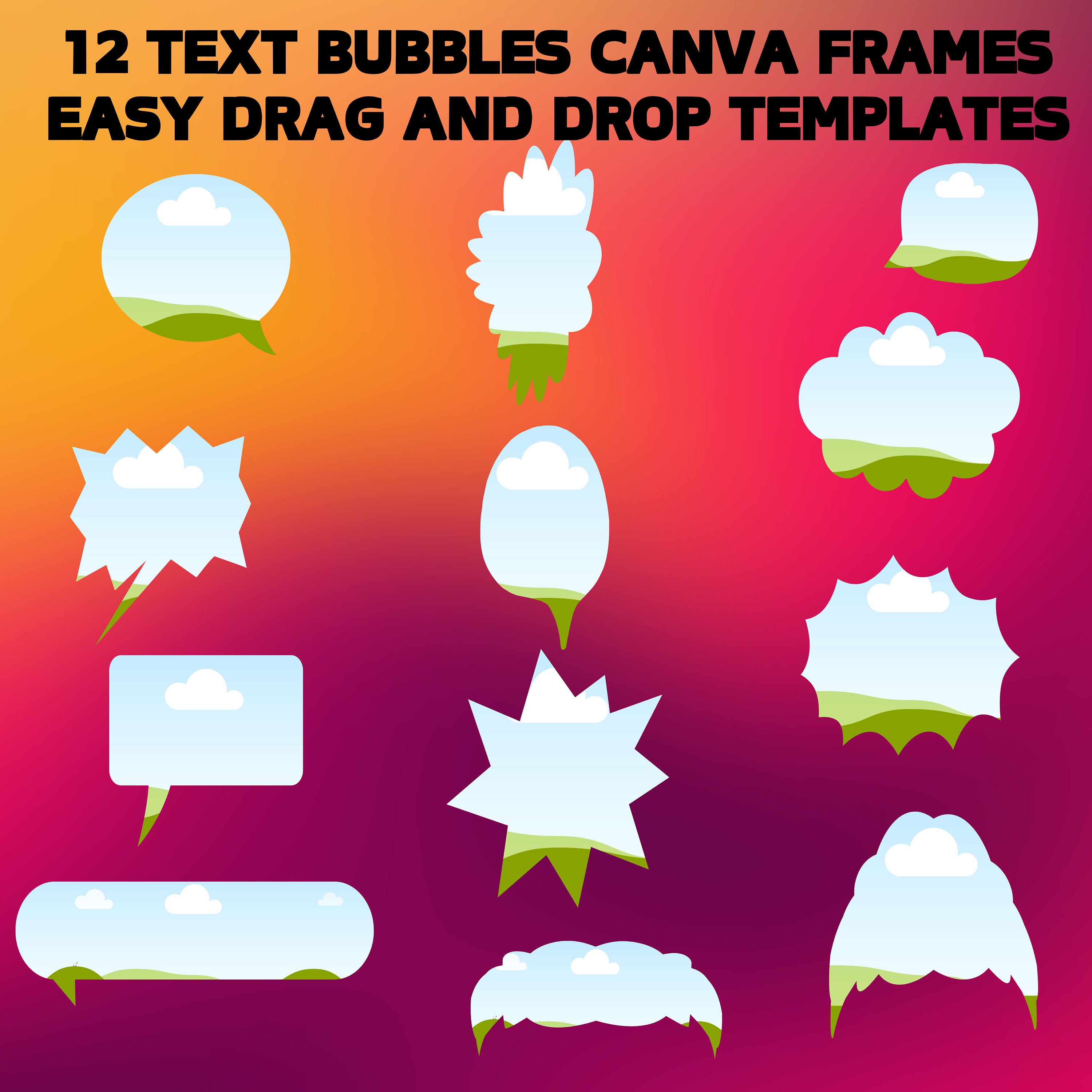 Canva Frames Bundle. Canva Text Bubble Frames. Editable Drag and Drop Frames. Canva Bubbles ...