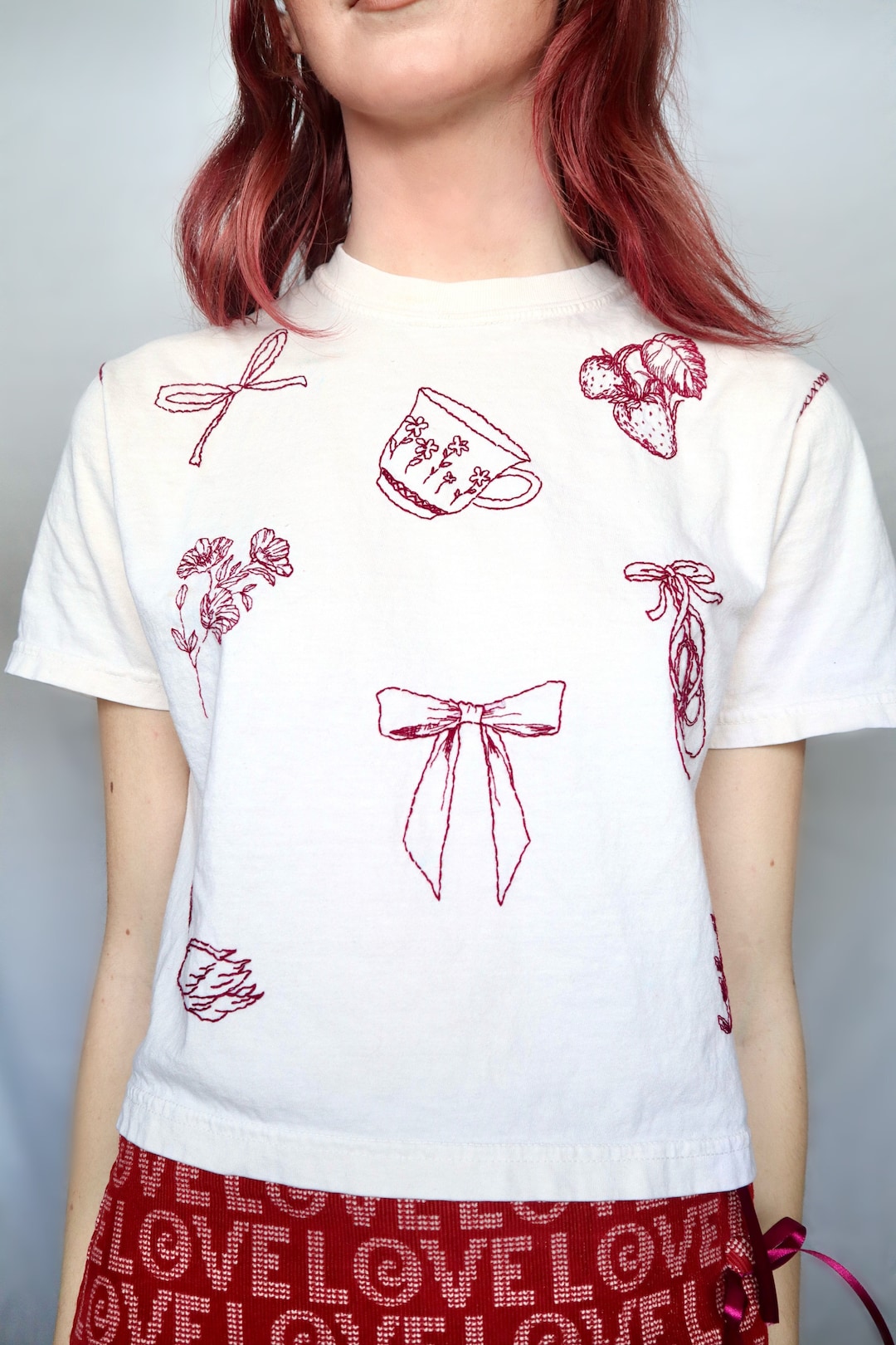 Coquette Hand Embroidered Shirt - Etsy