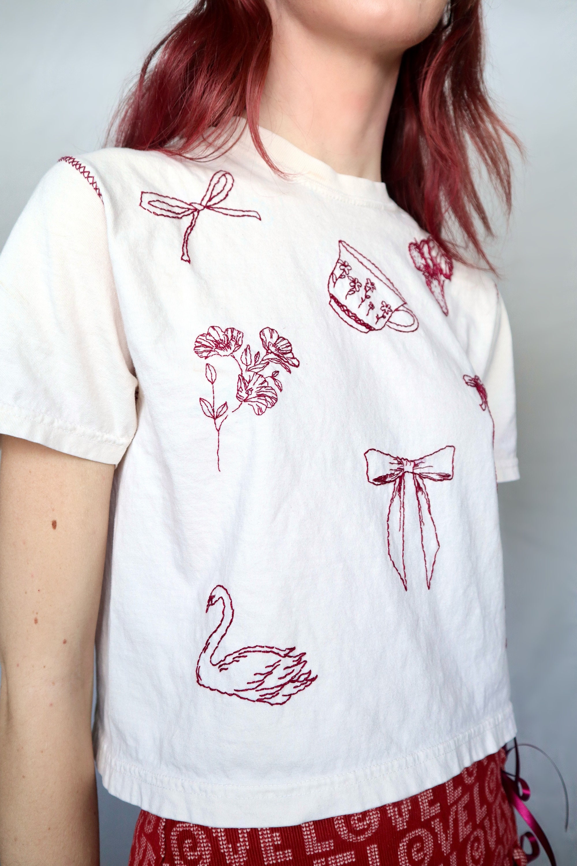 Coquette Hand Embroidered Shirt - Etsy