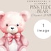 Cute Pink Teddy Bear Clipart Watercolor | SINGLE IMAGE | Digital ...