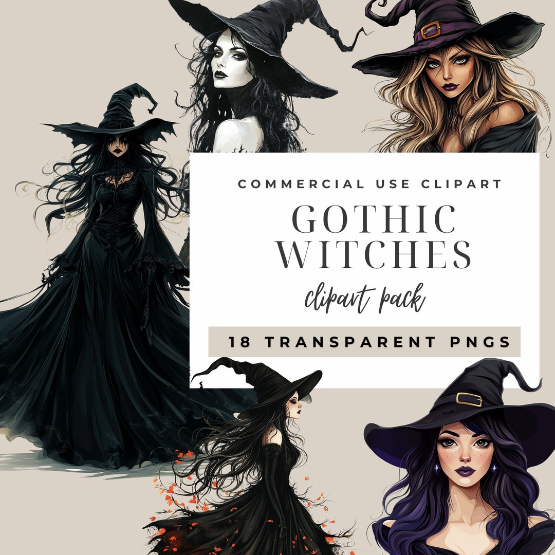 Halloween Digital Clipart Halloween Witch Clipart Gothic Halloween ...